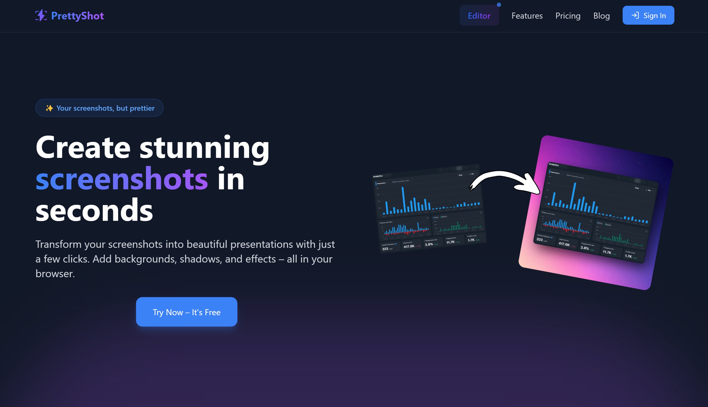 PrettyShot - Transform Screenshots into Beautiful Presentations